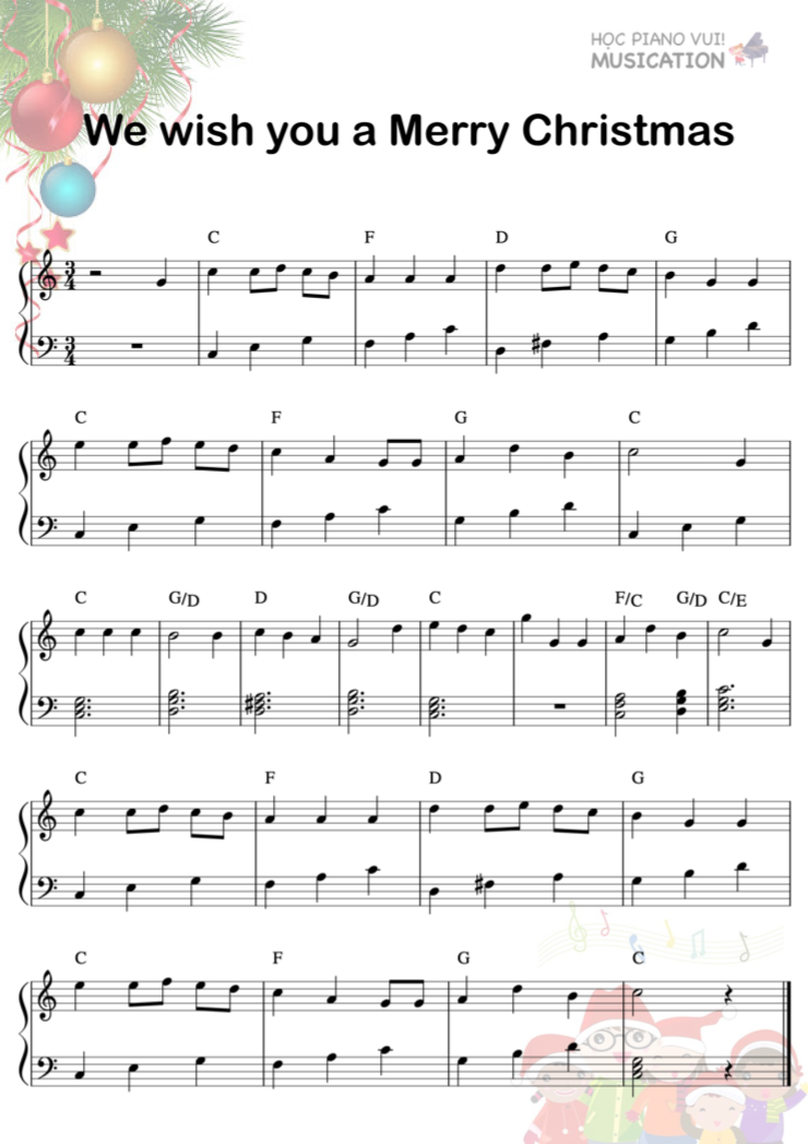 FREE SHEET | WE WISH YOU A MERRY CHRISTMAS - Tôi Dạy Piano